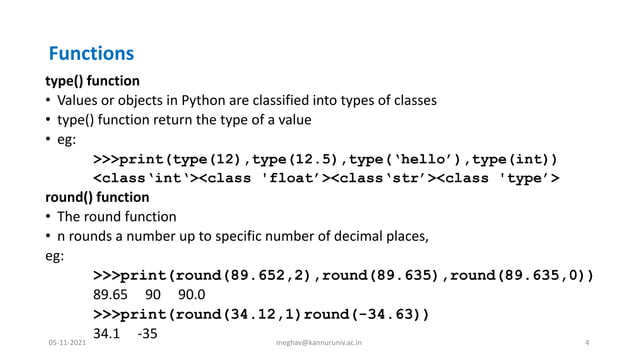 Python programming- Part IV(Functions) | PPT