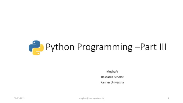 Python programming –part 3 | PPT