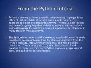 ArcGIS Python Programming (3Nov11) | PPT