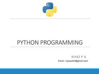 Python programming Workshop SITTTR - Kalamassery | PPT