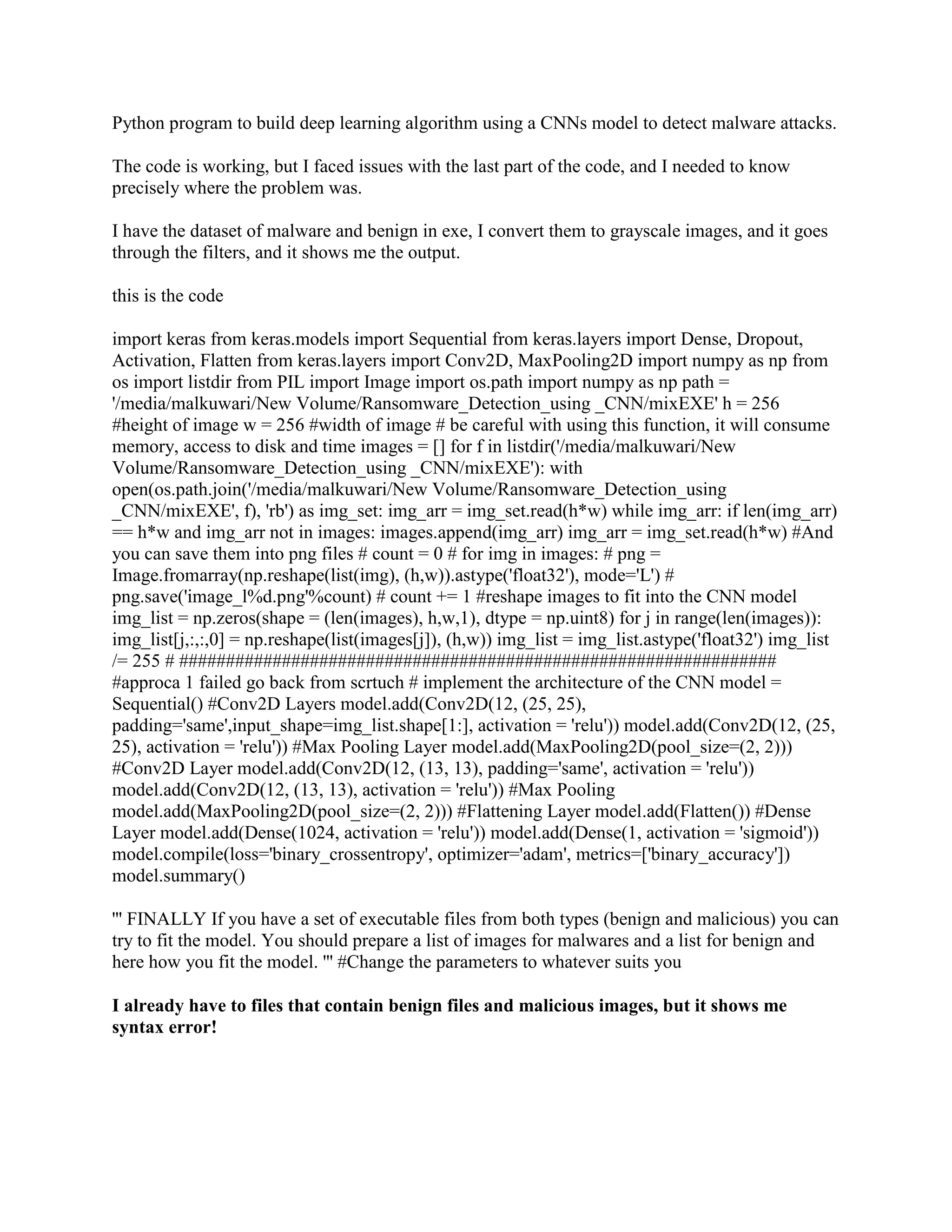 Python Program To Build Deep Learning Algorithm Using A Cnns Model Todocx 