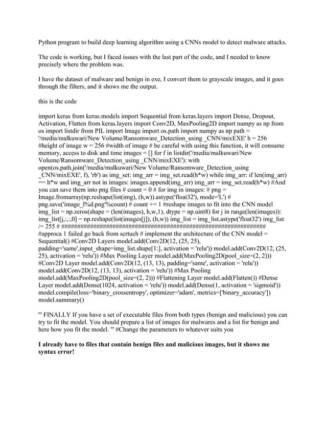 Python Program To Build Deep Learning Algorithm Using A Cnns Model To