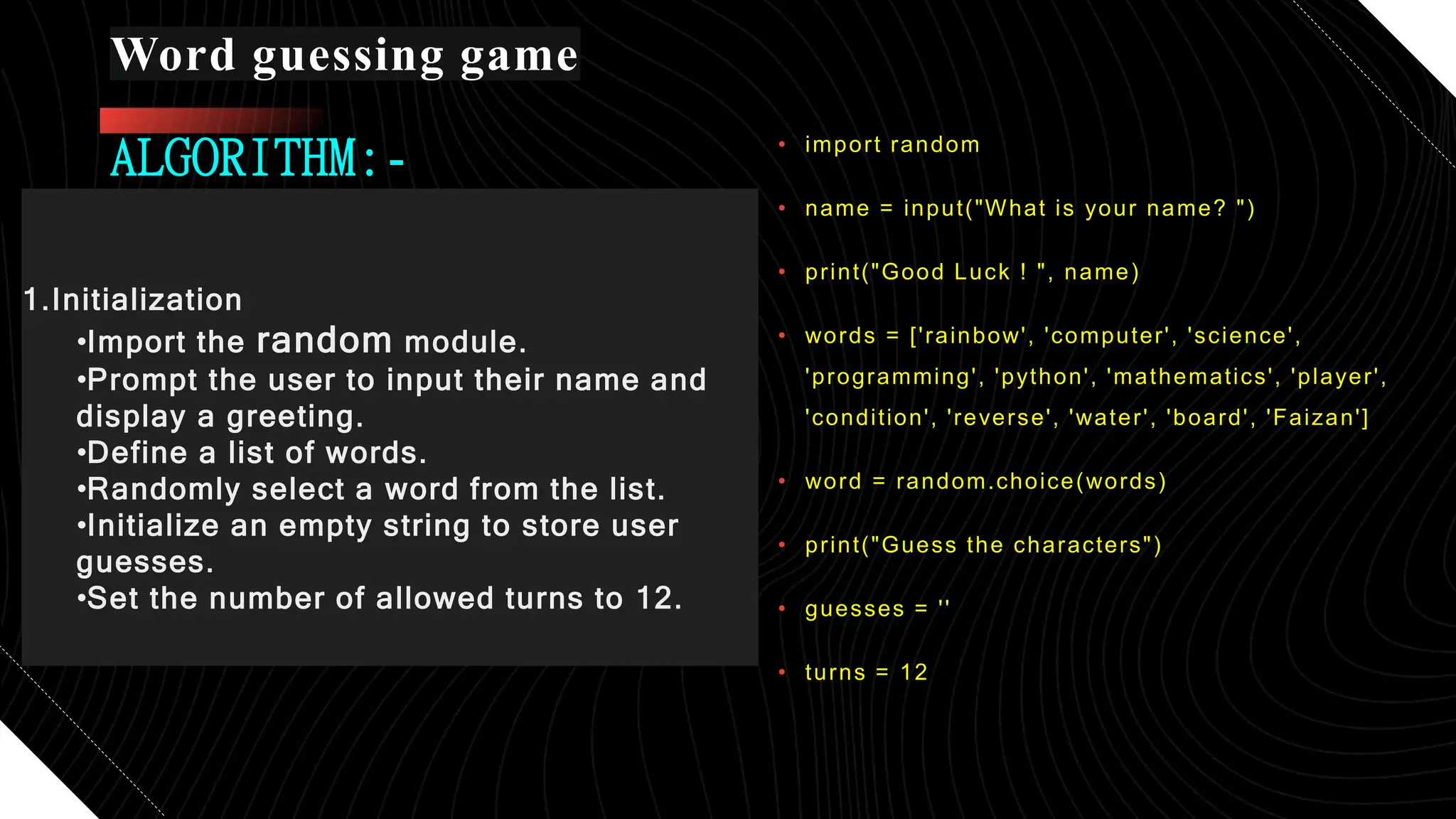 Python Projet Faizan.ppt Python Game Projects 