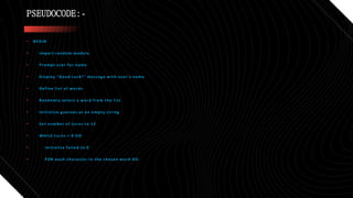 python projet faizan.ppt python game projects | PPTX