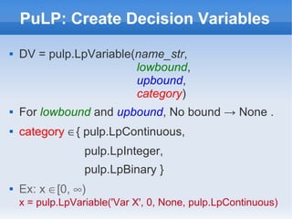 Tutorial: Python, PuLP and GLPK | PDF