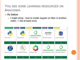 Python py charm anaconda jupyter installation and basic commands | PPTX