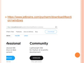 Python py charm anaconda jupyter installation and basic commands | PPTX