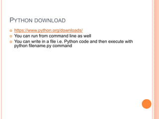 Python py charm anaconda jupyter installation and basic commands | PPTX