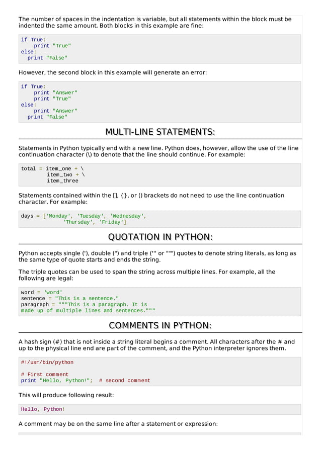 Python quick guide | PDF