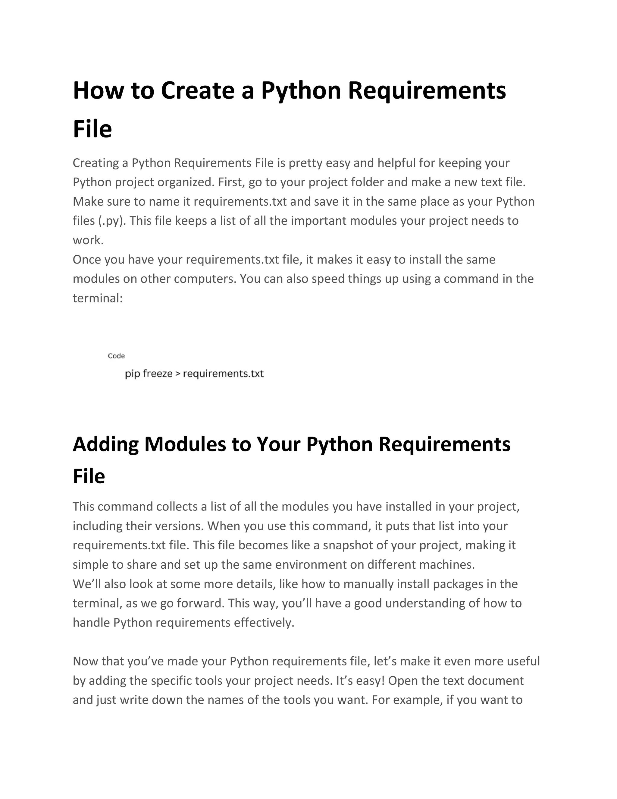 Python Requirements File How to Create Python requirements.txt Python Requirements File How to Create Python requirements.txt