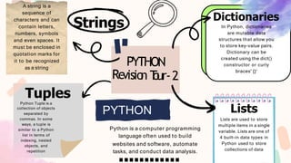 Python Revision Tour 1 and 2 computer . Pptx | PPTX | Programming Languages | Computing