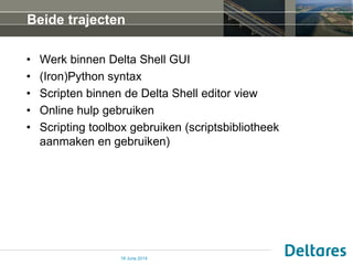 DSD-NL 2014 - NGHS Scripting in Delta Shell - Python scripten, Hidde Elzinga, Deltares | PDF
