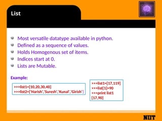 Python Dynamic Data type List & Dictionaries | PPT
