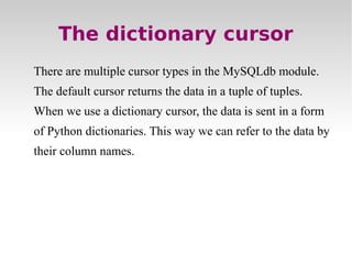Python session 10 | PPT | Databases | Computer Software and Applications