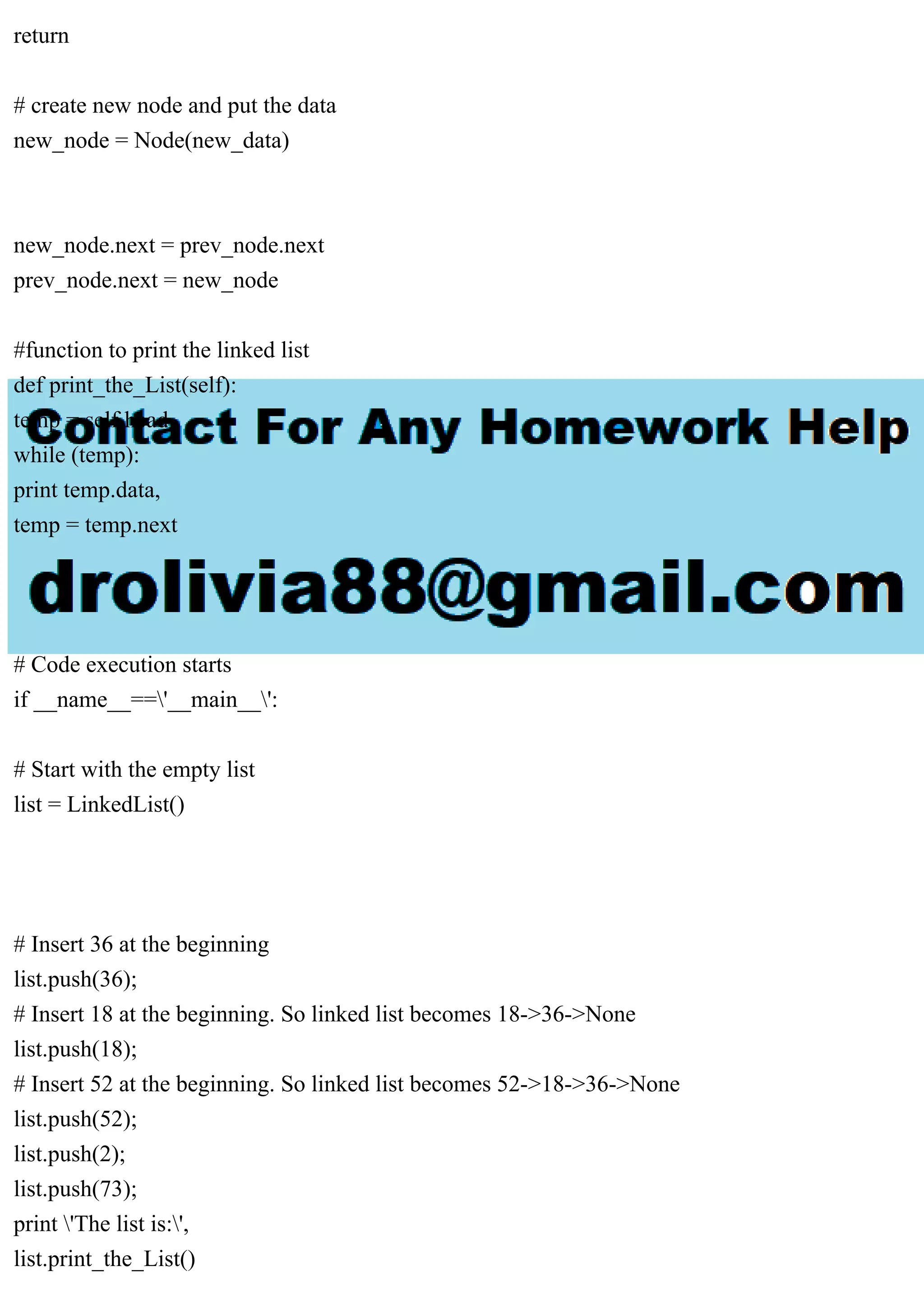 Python Singly Linked List Element Insertion Consider The Follopdf