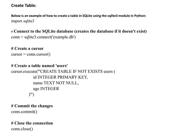 Python SQLite3.pptx | Databases | Computer Software and Applications