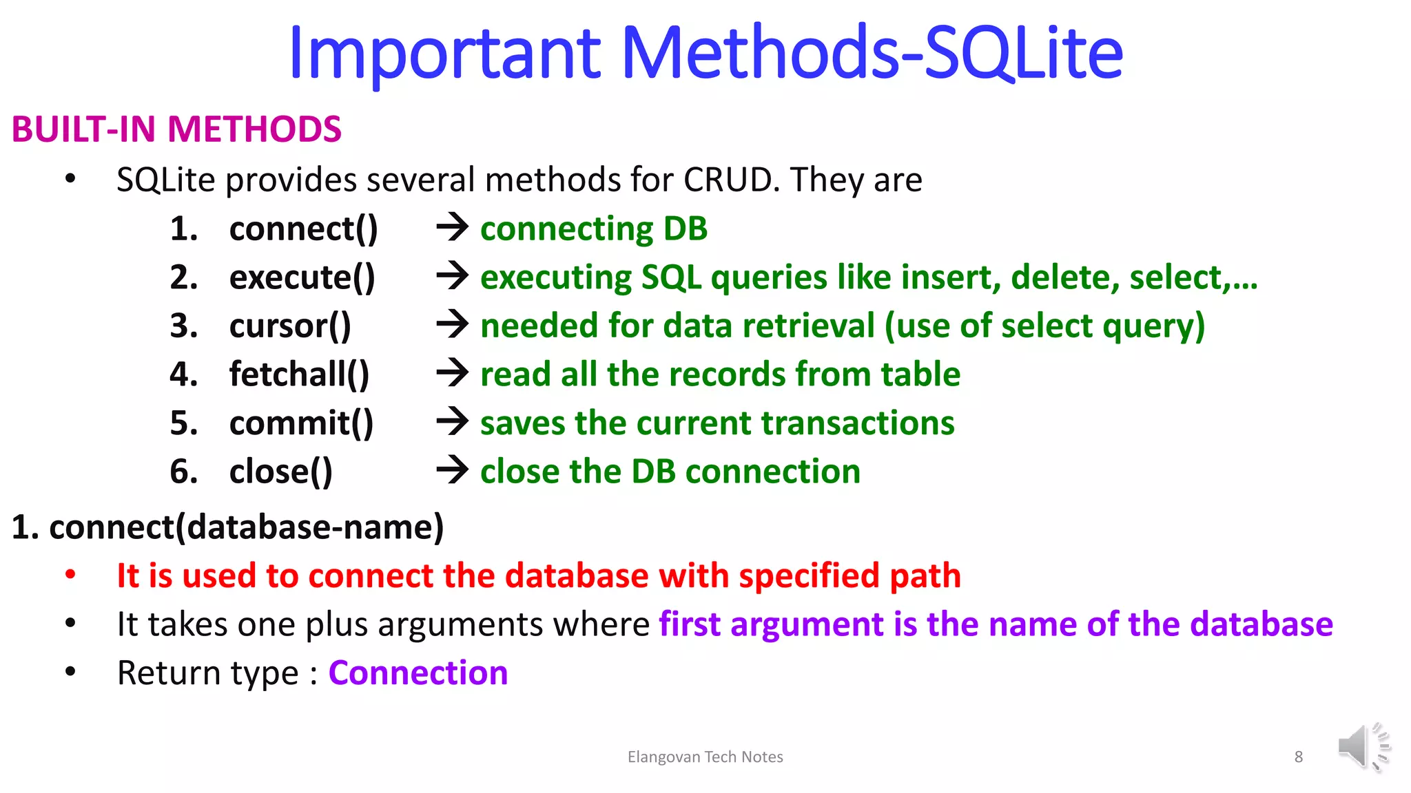 Python Sqite3 Database Tutorial Sqlite Database Ppt