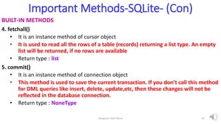 Python SQite3 database Tutorial | SQlite Database | PPT
