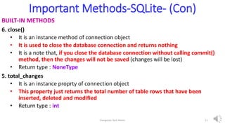 Python SQite3 database Tutorial | SQlite Database | PPT