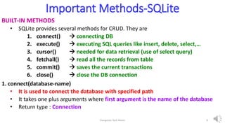 Python SQite3 database Tutorial | SQlite Database | PPT