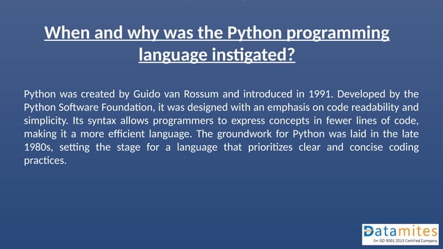 Certified Python Training Institute in Bangalore | PPT