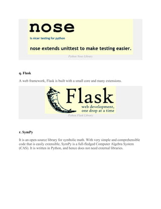 Python standard library & list of important libraries | PDF
