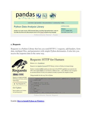 Python standard library & list of important libraries | PDF