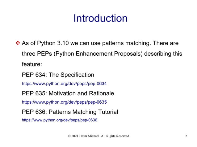 Structural Pattern Matching In Python Ppt