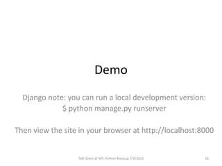 Python talk web frameworks | PPT