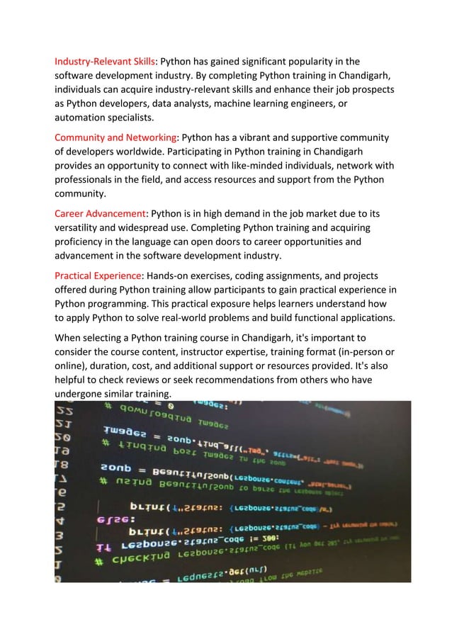 Python Training Course in Mohali | PDF