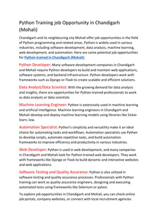 Python Training Course in Mohali | PDF