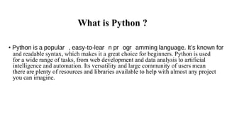 Python Training in Mohali............... | PPT