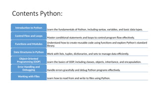 Learn the fundamentals of Python, including syntax, variables, and basic data types | PPTX