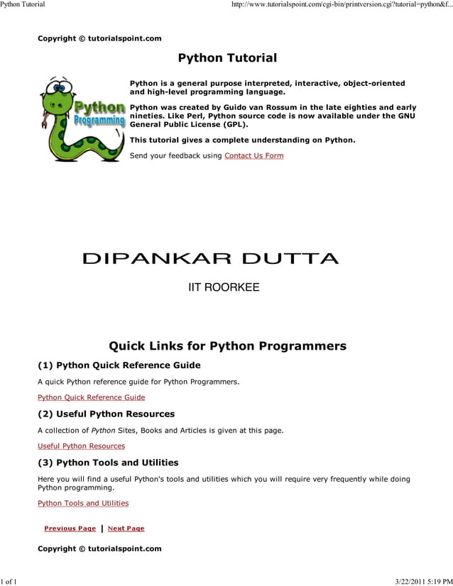Python Tutorial | Pdf