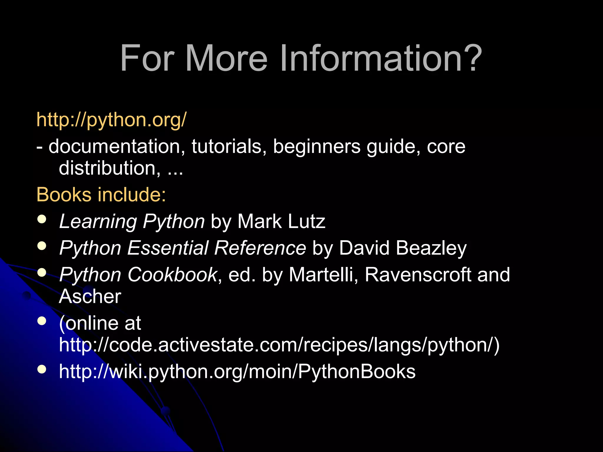 Python tutorial | PPT