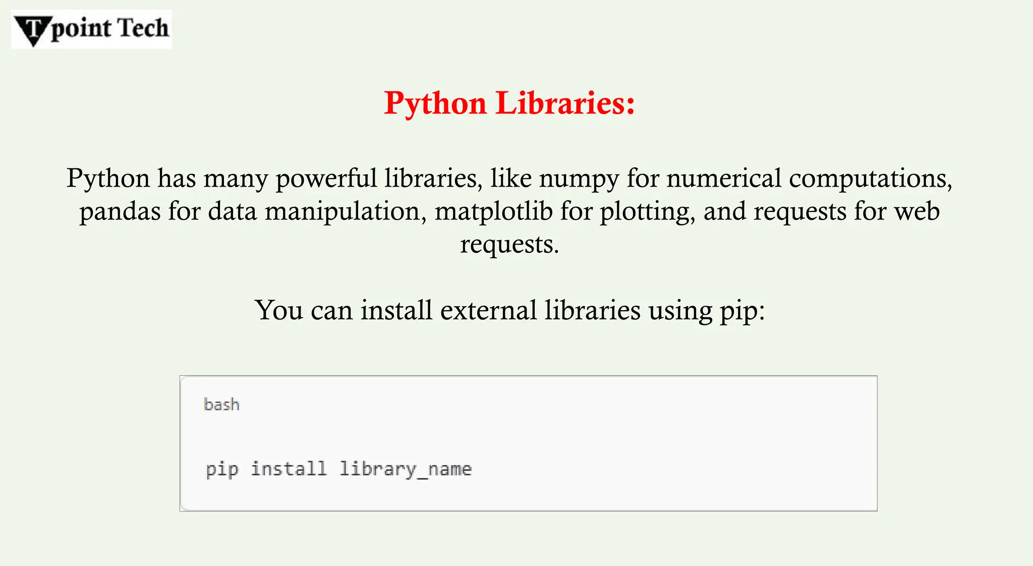 Online Python Tutorial 2025 - Tpoint Tech | PPTX