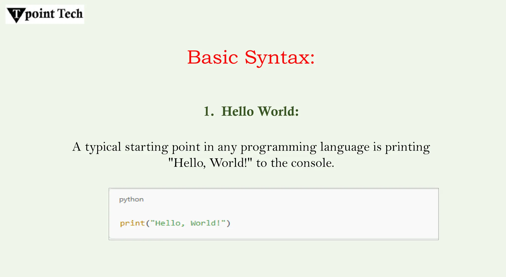 Online Python Tutorial 2025 - Tpoint Tech | PPTX