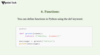 Online Python Tutorial 2025 - Tpoint Tech | PPTX