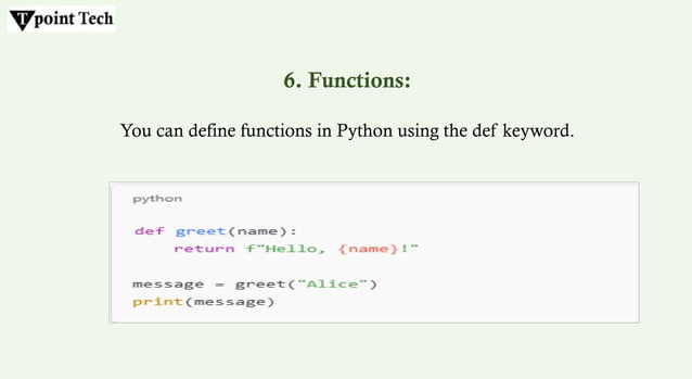 Online Python Tutorial 2025 - Tpoint Tech | PPTX