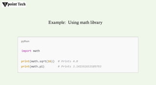 Online Python Tutorial 2025 - Tpoint Tech | PPTX