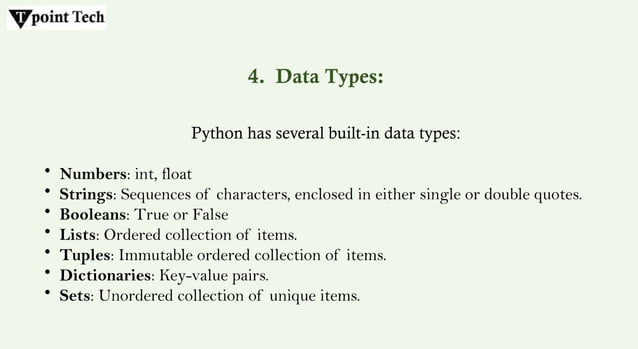 Online Python Tutorial 2025 - Tpoint Tech | PPTX