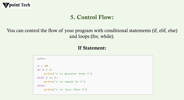 Online Python Tutorial 2025 - Tpoint Tech | PPTX