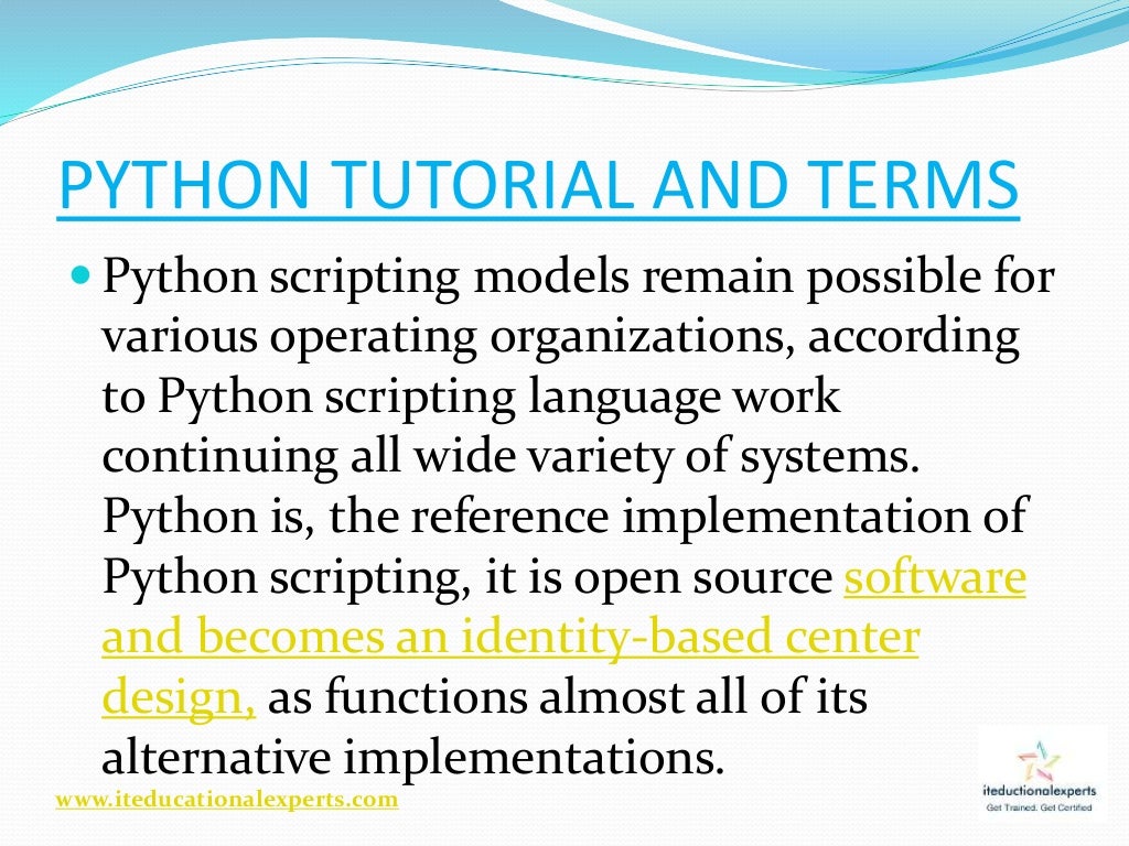 Python tutorial and terms