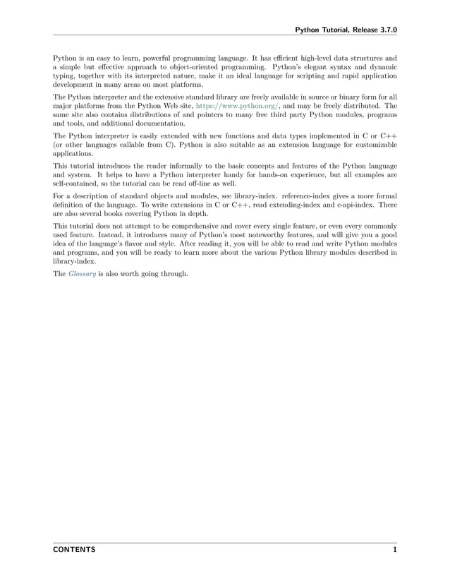 Best Python tutorial (release 3.7.0) | PDF