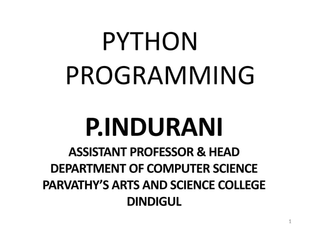 Python Programming Ppt