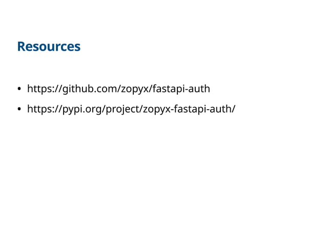 zopyx-fastapi-auth - authentication and authorization for FastAPI | PDF