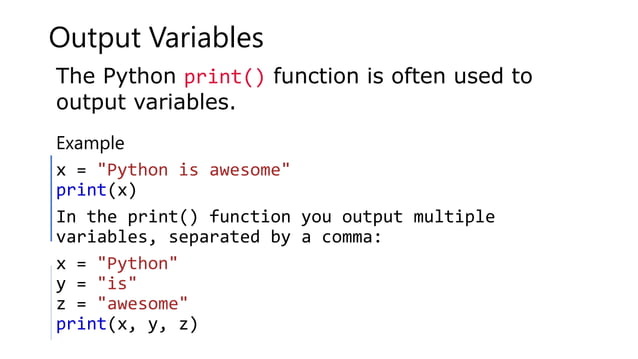 Python Variables.pptx | Programming Languages | Computing