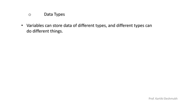 Python Variables Data Types Operators With Basic Examples Ppt