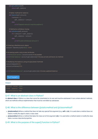Python Viva Interview Questions PDF By ScholarHat | PDF