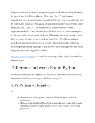 Python vs R: Key Differences and Practical Uses | PDF